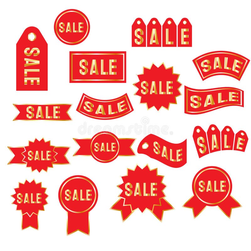 The Red Sale Tag Bundle Set Vector Image for Promotion Concept Stock ...