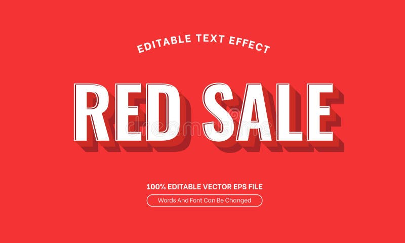 Red Sale Text Effect, Retro Editable Text Effect Style for Banner Sale ...