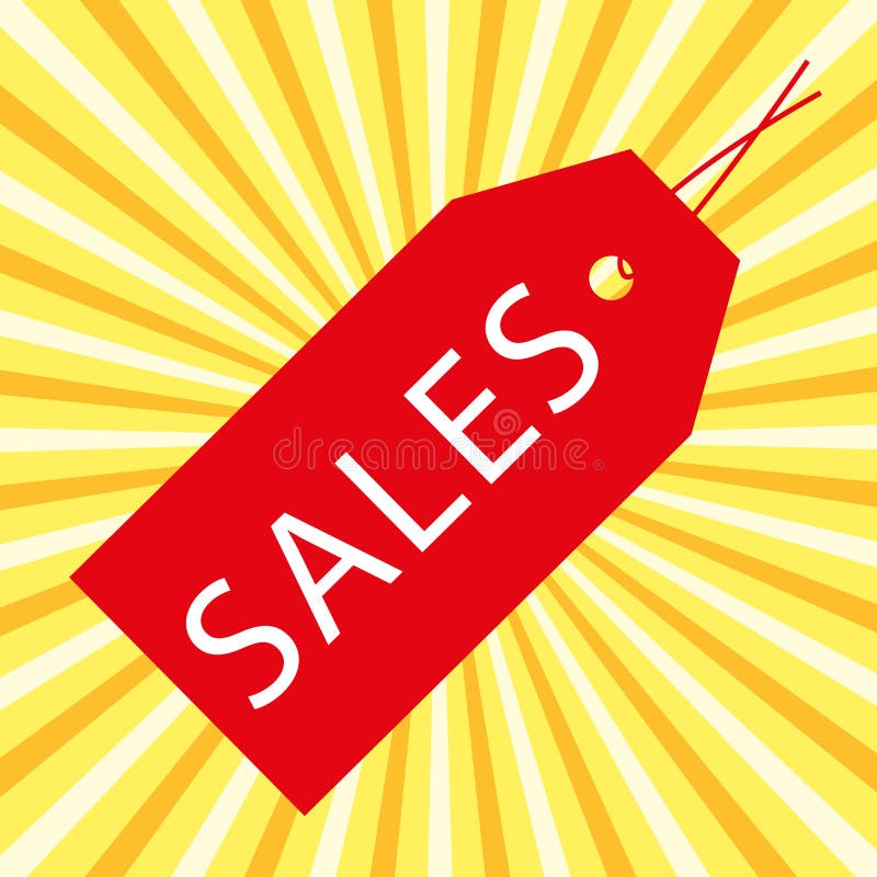 Red Sales Banner on a Sunburst Vector Background. Stock Vector ...
