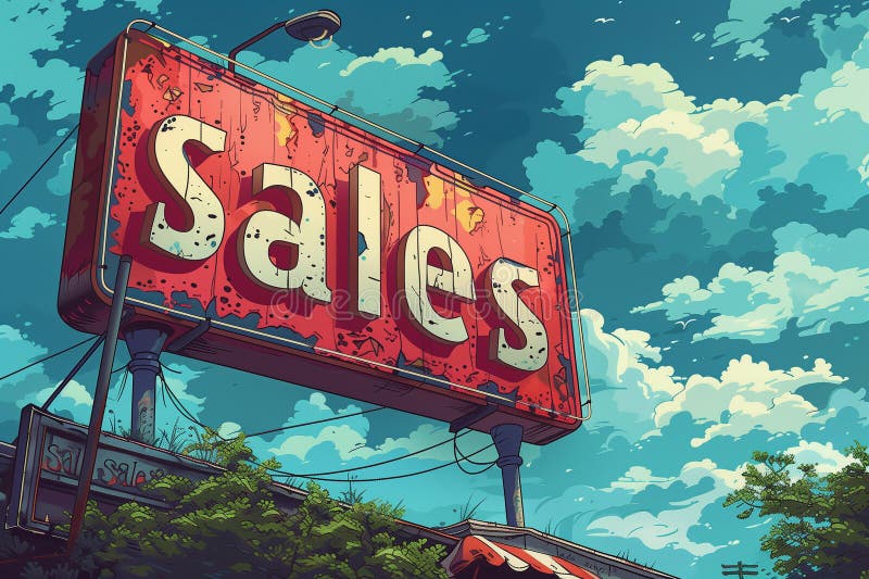 A Red Sales Sign Displayed Prominently Stock Image - Image of sign ...