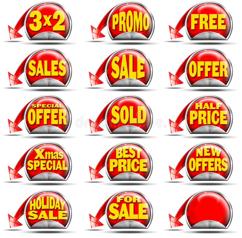 Red Sales Stickers stock illustration. Illustration of button - 22448582