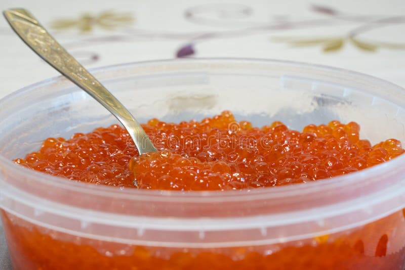 Red Salmon Caviar in a Container Stock Photo - Image of bowl, healthy ... Red Salmon Caviar in a Container Stock Photo - Image of bowl, healthy ...