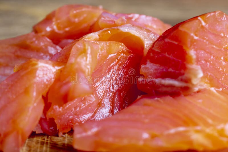 Red Salted Fish Cut into Chunks during Cooking Stock Image - Image of ...