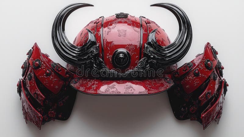 Red Samurai Helmet, Studio Shot, White Background, Design Stock ...