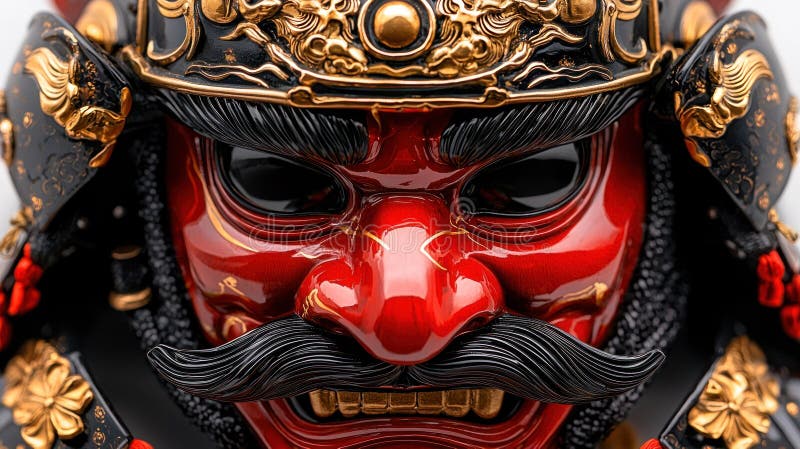 Red Samurai Mask, Close-up, Studio, Japan, History Stock Illustration ...