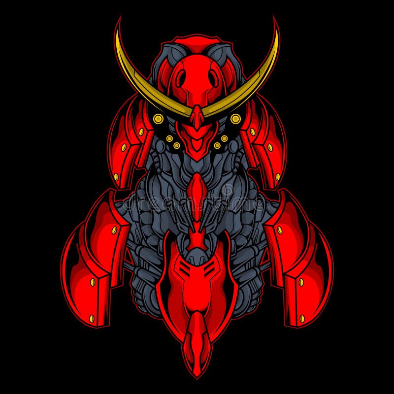 Samurai robot stock vector. Illustration of drawing - 144710868