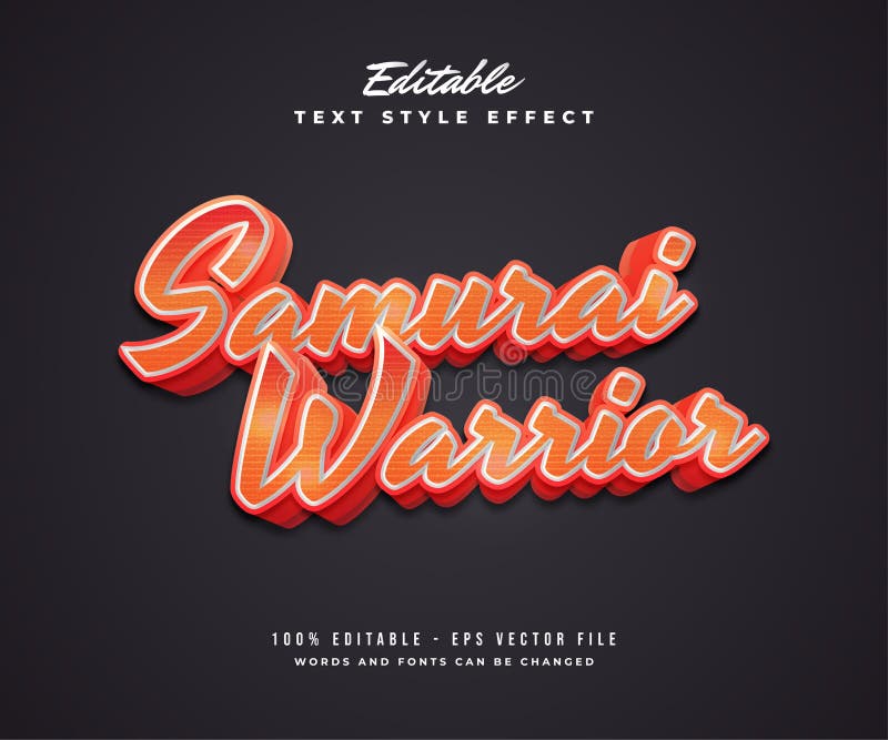 Red Samurai Warrior Text Style with Embossed Effect. Editable Text ...