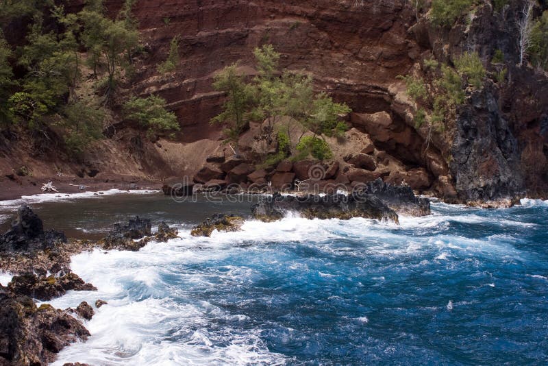Red Sand Beach Maui stock photo. Image of maui, wall - 21086398