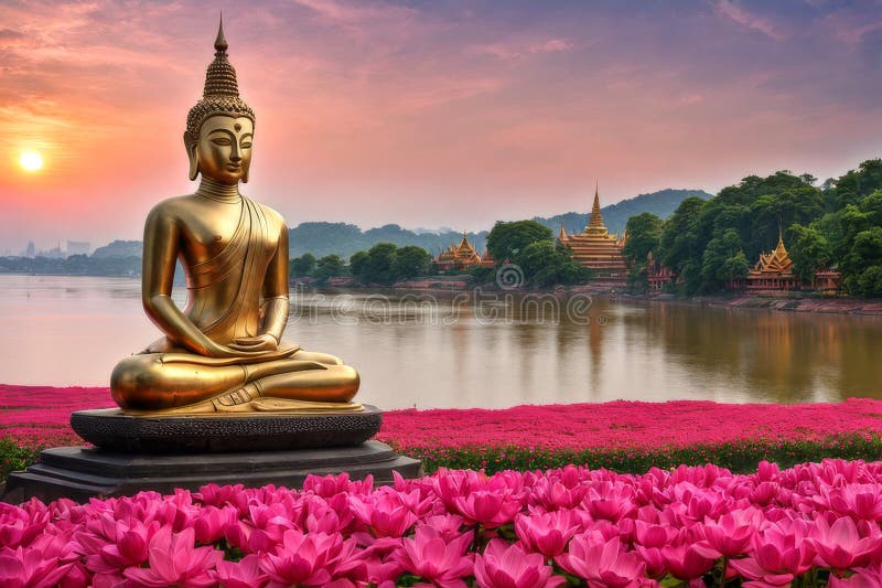 A Red Sand Colored Buddha Statue Stock Illustration - Illustration of ...