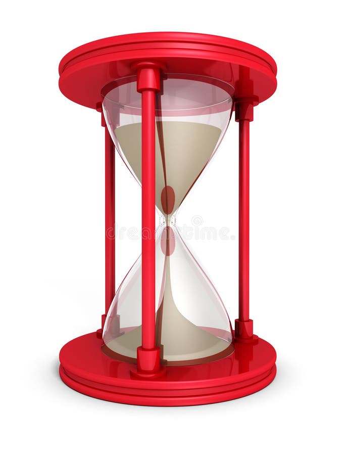Red Sand Hour Glass on White Background Stock Illustration ...