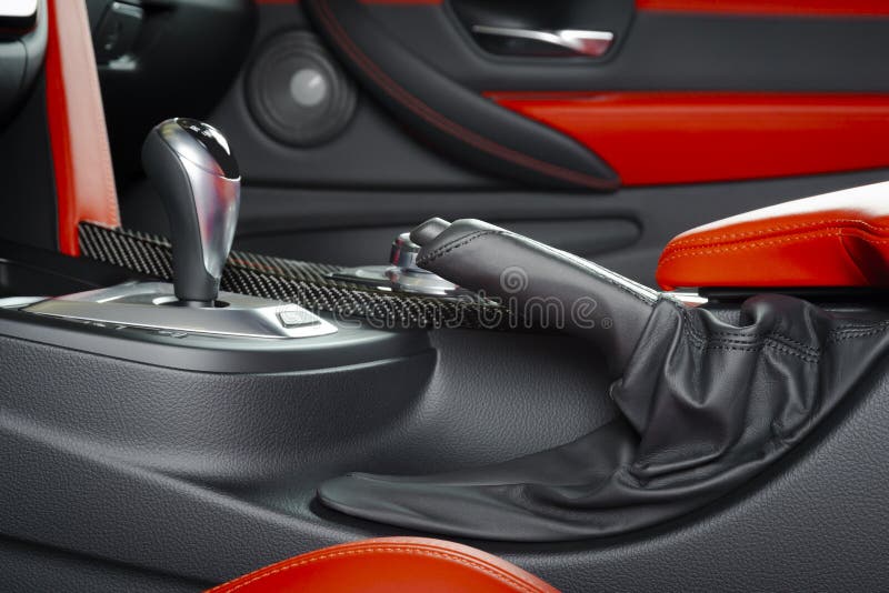 Red Sand Leather Luxury Car Inside Interior Stock Photo - Image of ...