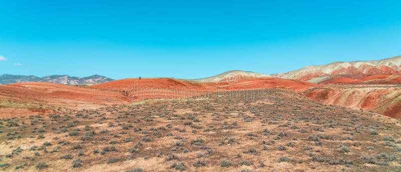 Red Sand Mountains in the Desert Area Stock Image - Image of adventure ...