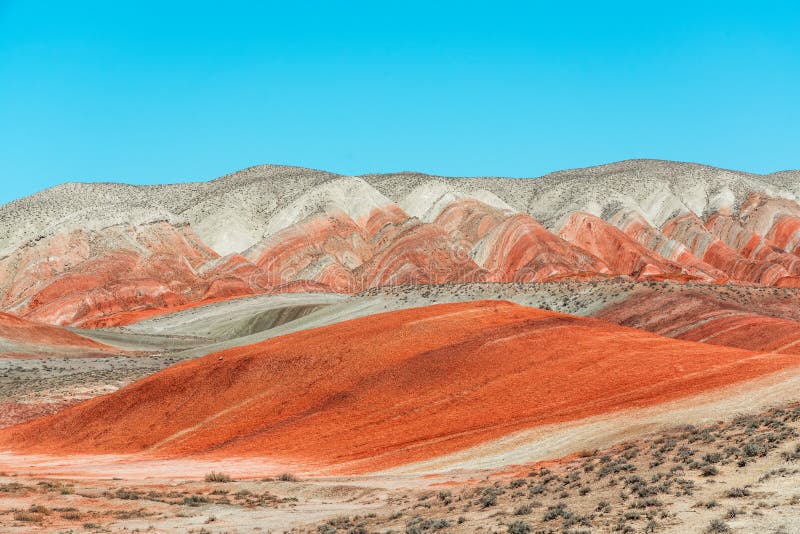 Red Sand Mountains in the Desert Area Stock Photo - Image of cliff ...