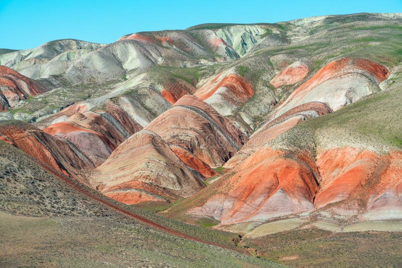 Red Sand Mountains in the Desert Area Stock Photo - Image of journey ...
