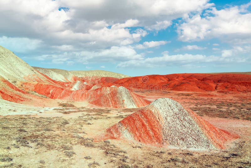 Red Sand Mountains in the Desert Area Stock Image - Image of valley ...