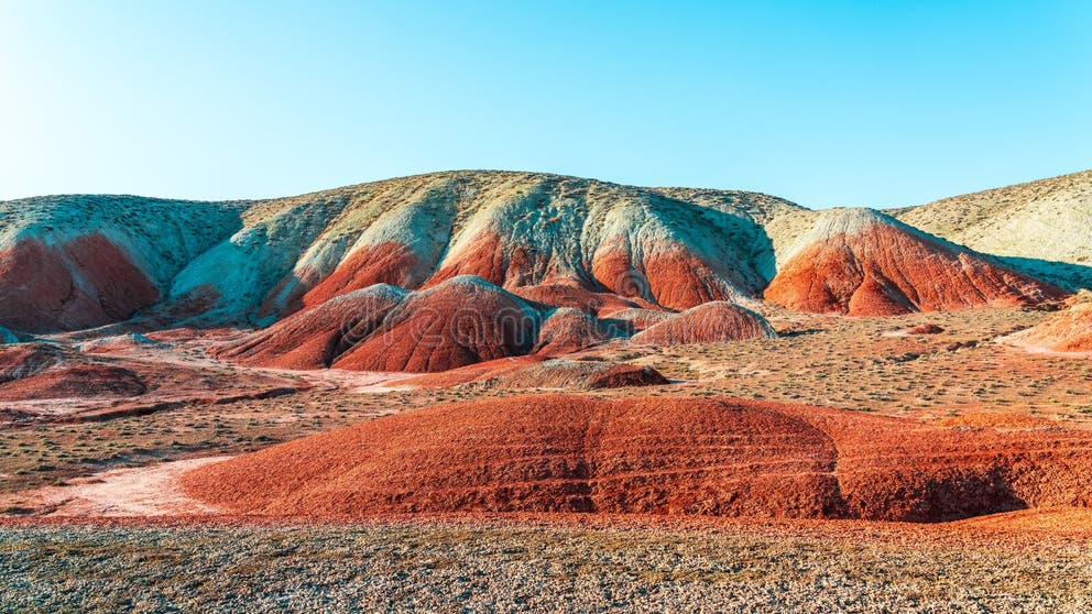 Red Sand Mountains in the Desert Area Stock Photo - Image of stone ...