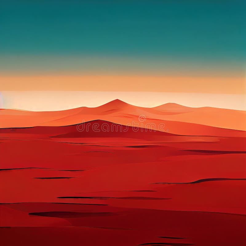 Red Sand Mountains Under Blue Sky. Sand Valley. Flat Illustration. AI ...