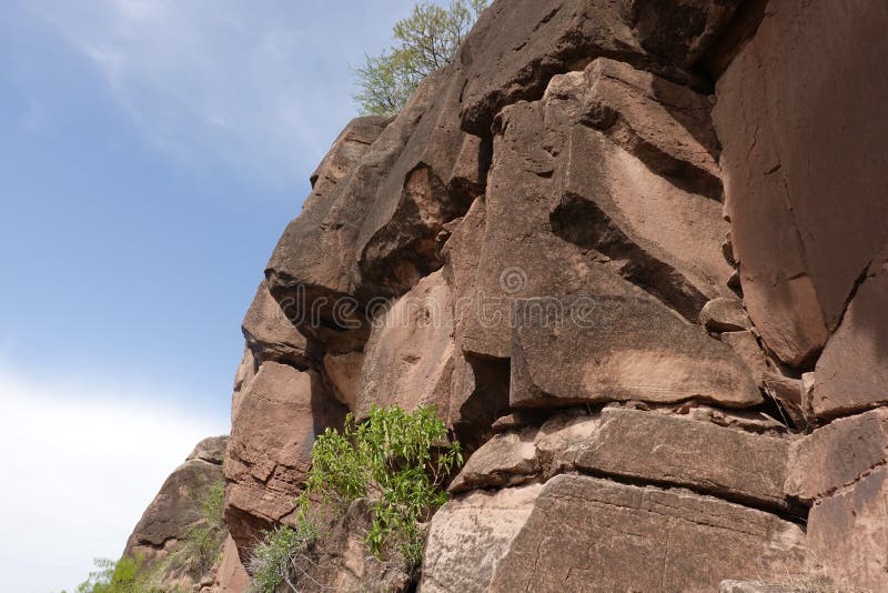 Red Sand Stone Rocks on a Mountain Stock Image - Image of arch, tree ...