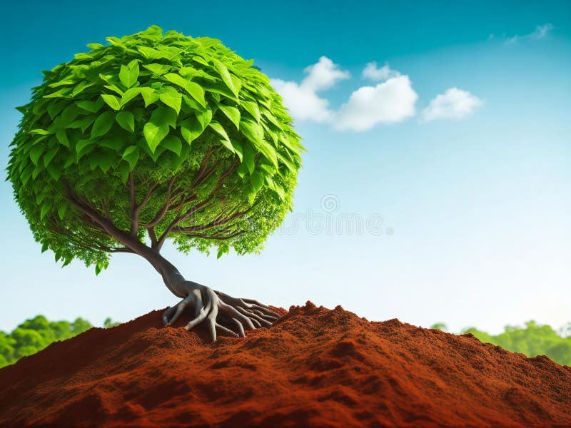 Red Sand Tree on Top the Ground Stock Illustration - Illustration of ...