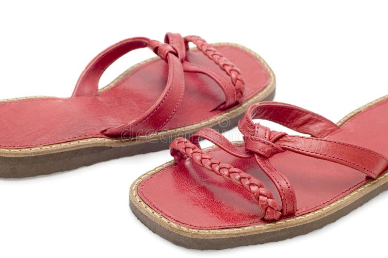 Red sandals close up stock image. Image of leather, woman - 4051671