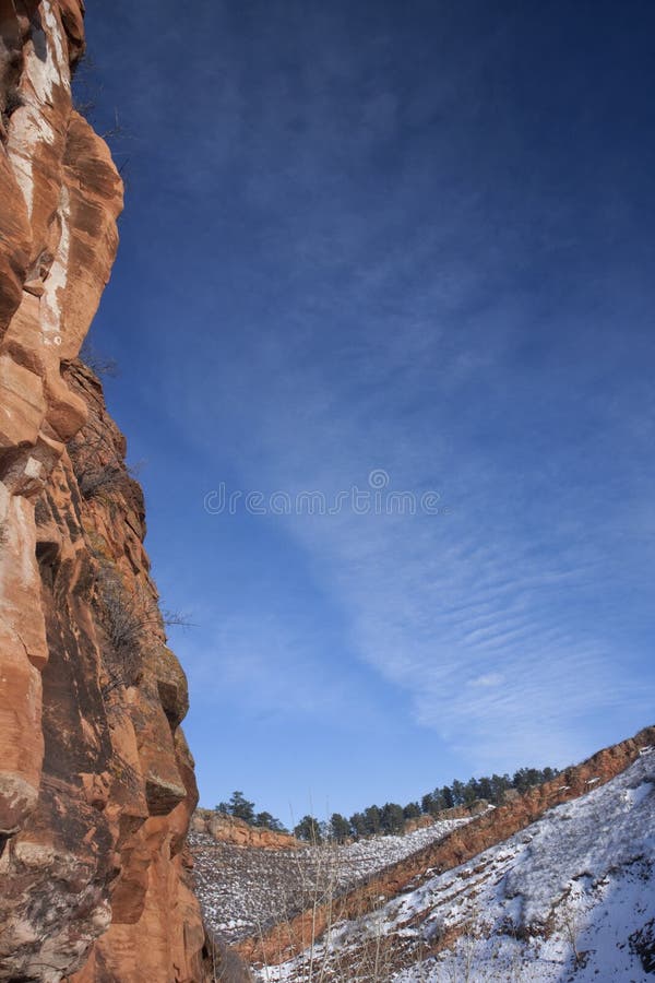 Red Sandstone Cliff and Blue Sky Stock Image - Image of mountains ...