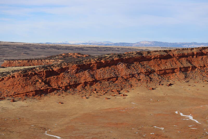Red Sandstone Cliffs at the Desert of Casper, Wyoming Stock Image ...