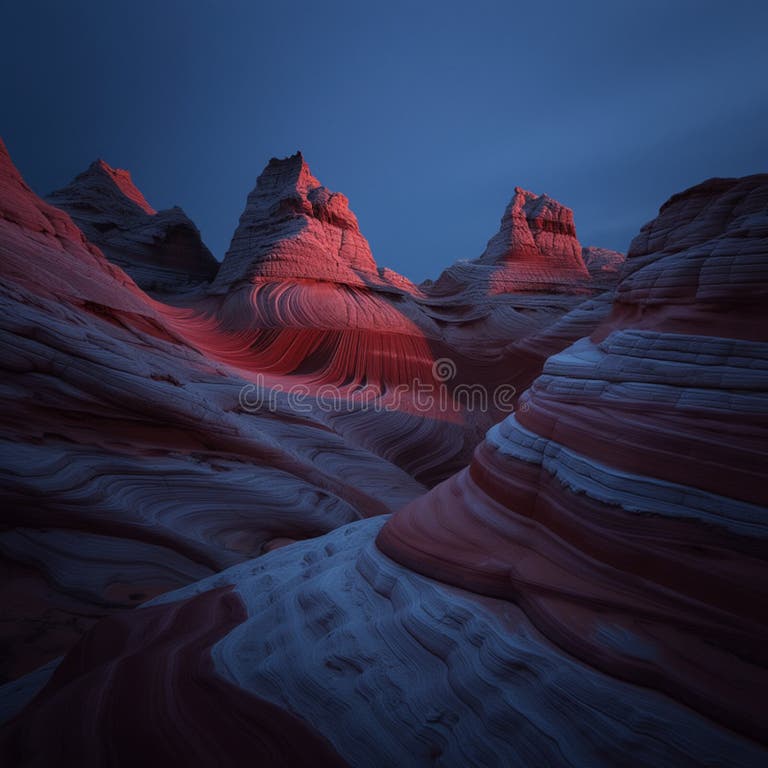 Red Sandstone Cliffs with White and Dark Stripes. Artificial ...