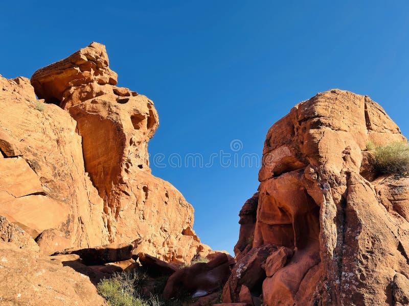 Rock Formations with Faces Under a Blue Sky Stock Photo - Image of ...