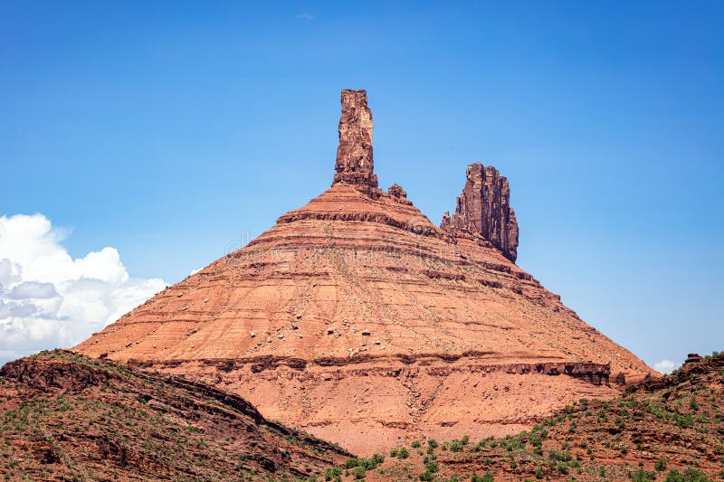 Red Sandstone Spire Rock Formation in the Utah Desert Stock Photo ...