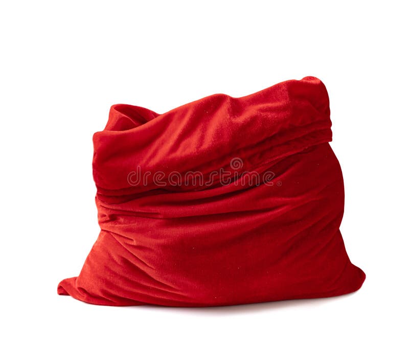Red Santa Bag Isolated on White. Christmas Empty Present Bag. Holiday ...