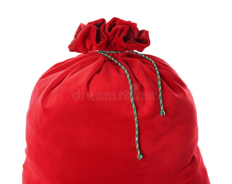 Red Santa Claus Bag Isolated on White Stock Image - Image of holiday ...