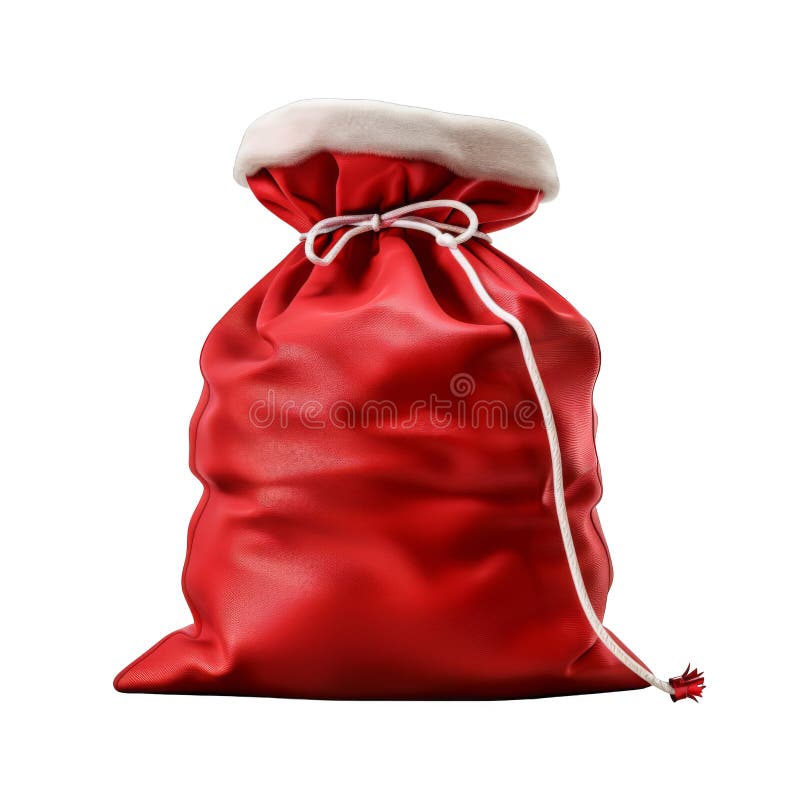 Red Santa Claus Bag with White Fur Trim Stock Photo - Illustration of ...