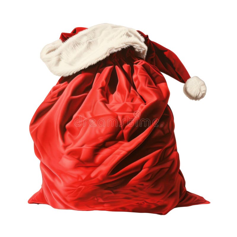 Red Santa Claus Bag with White Fur Trim Stock Image - Illustration of ...