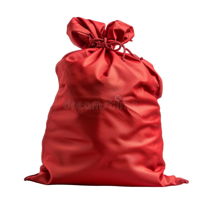 Red Santa Claus Sack with a String Tie Stock Image - Illustration of ...