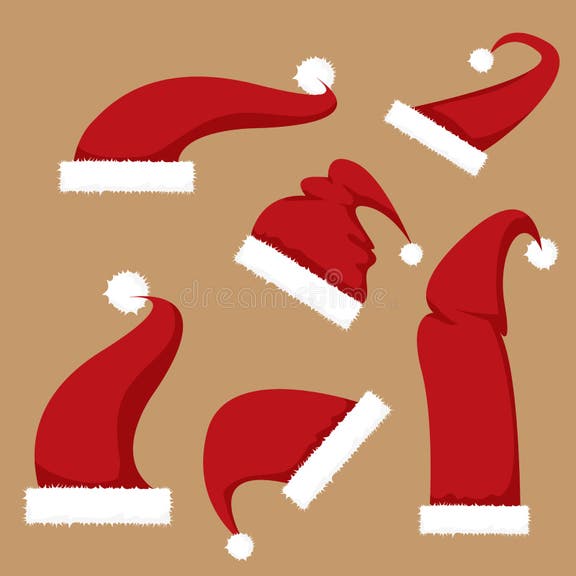 Red Santa hat icon set. stock vector. Illustration of beaver - 79600678