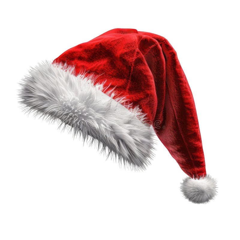 Red Santa Hat with White Fur Trim and Pom-Pom Stock Photo ...