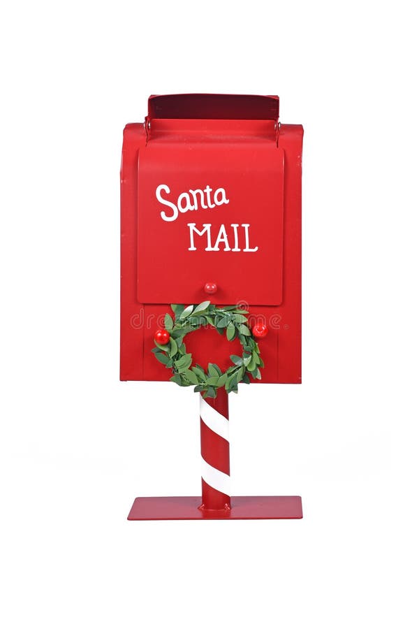Red Santa Mail Box for Christmas Present Wishlists on White Background ...