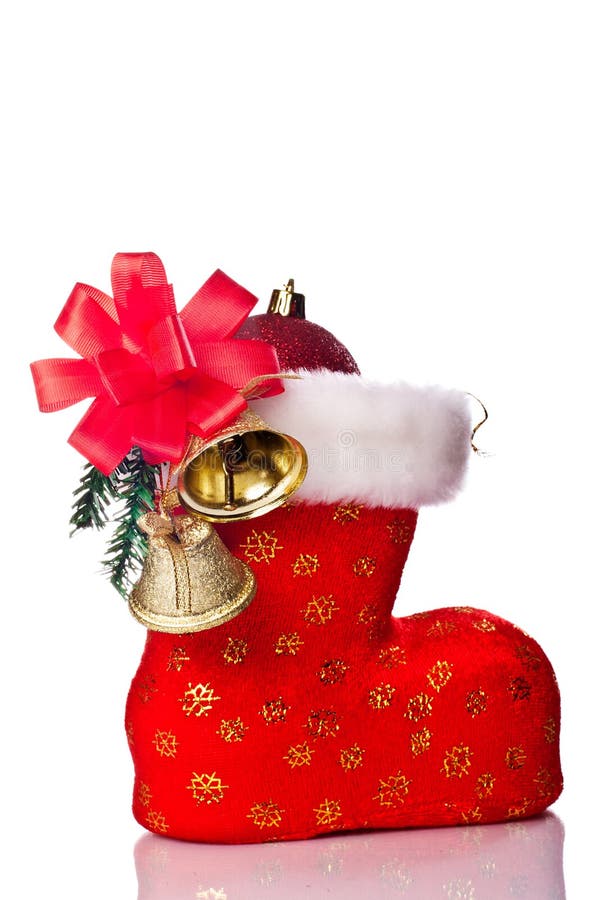 Red Santa s boot decorated stock photo. Image of decoration - 17616088