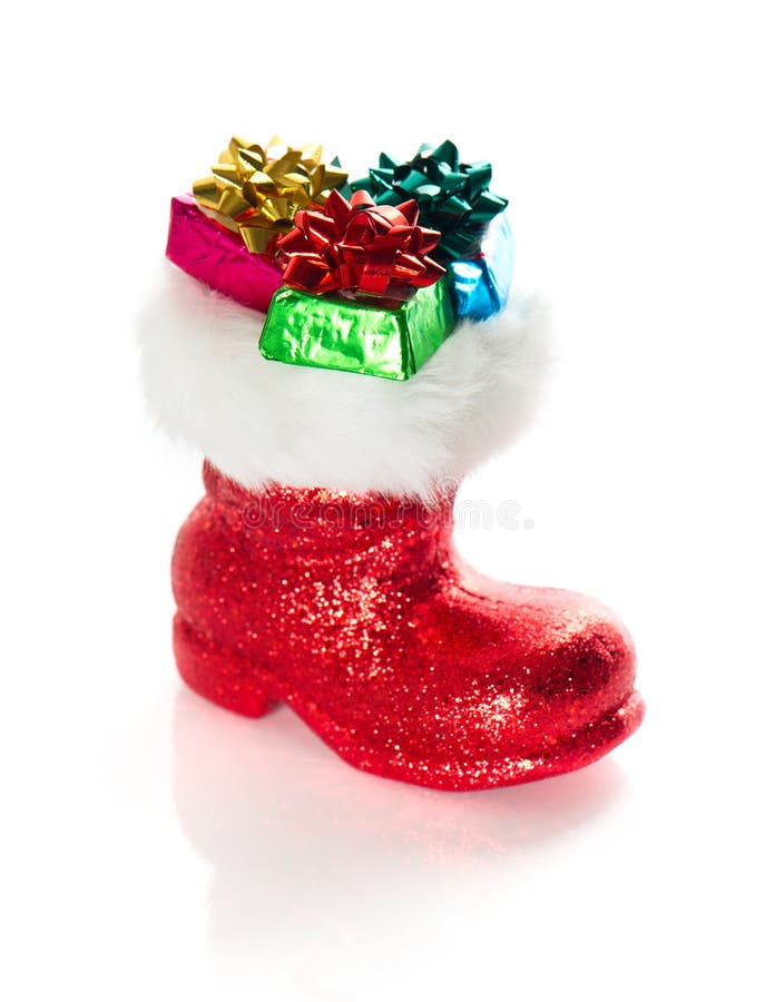 Santa s boot stock image. Image of holly, isolation, seasonal - 2110719