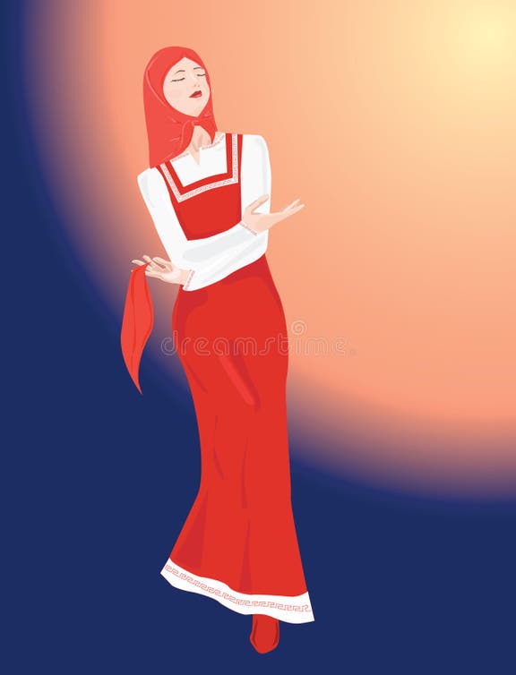 Red sarafan stock vector. Illustration of vector, step - 2129882