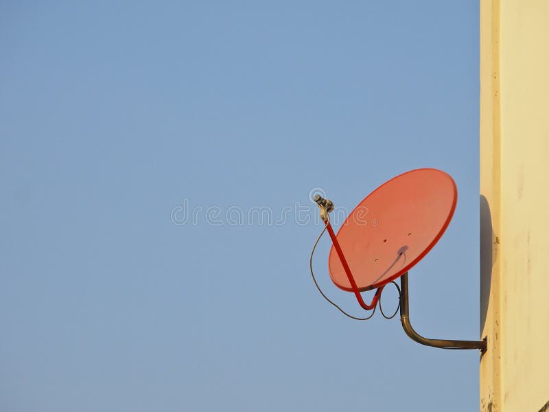 Red satellite dish. stock image. Image of isolated, line - 30687327