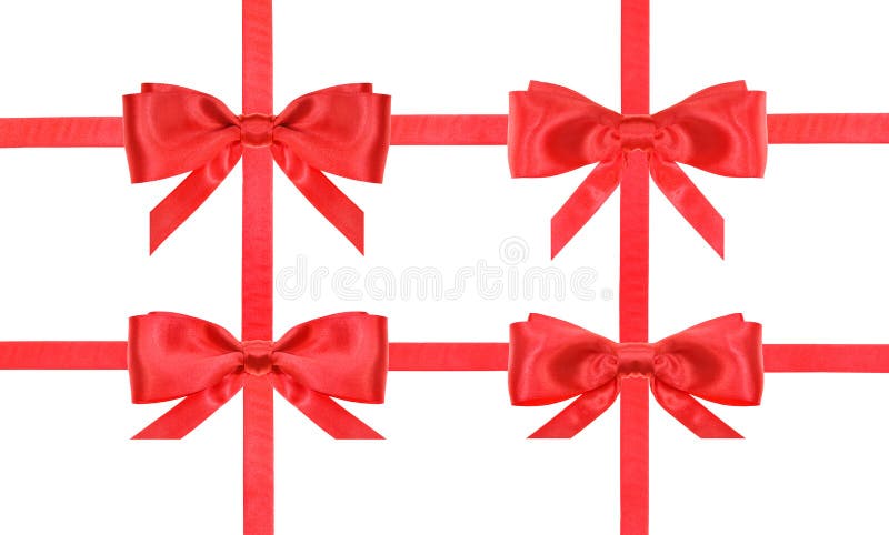 Red Satin Bow Knot and Ribbons on White - Set 48 Stock Image - Image of ...