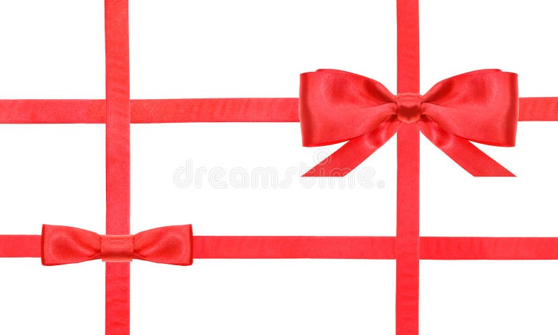Red Satin Bow Knot and Ribbons on White - Set 45 Stock Photo - Image of ...