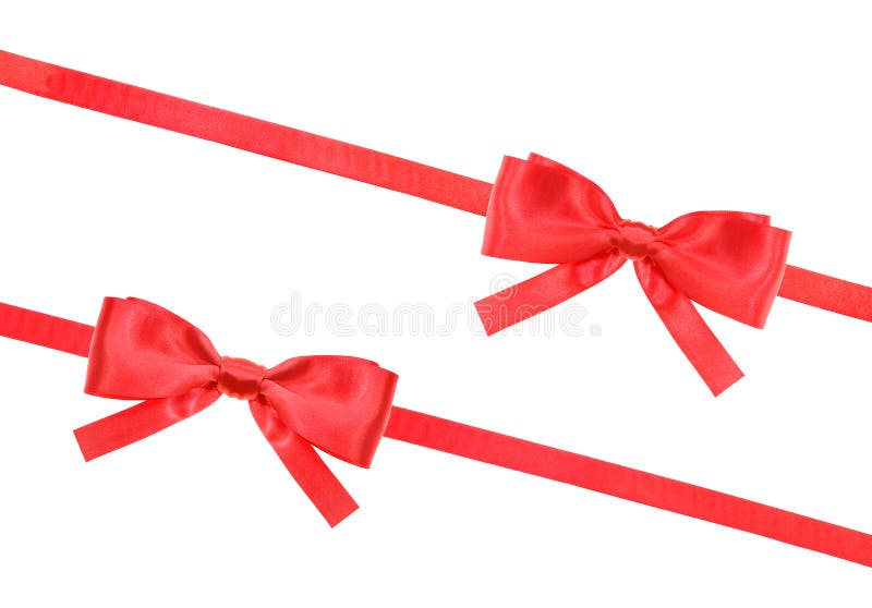 Red Satin Bow Knot and Ribbons on White - Set 61 Stock Photo - Image of ...