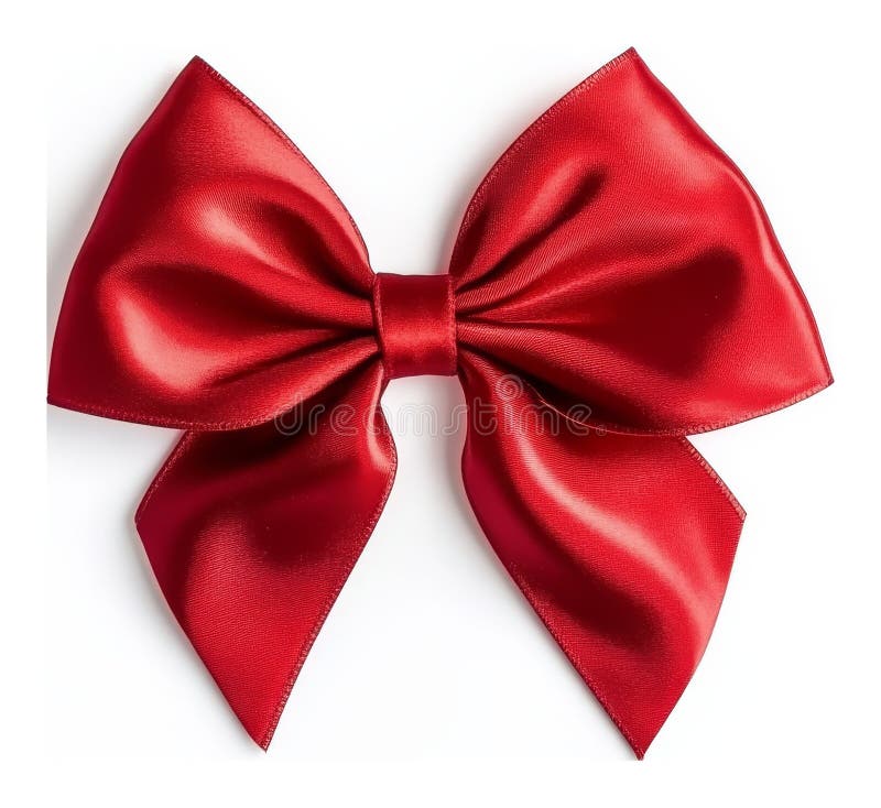 Red Satin Bow with Shiny Texture on Transparent Background. Elegant ...