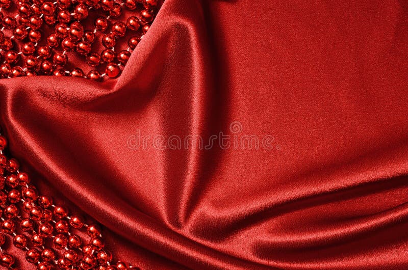 Red Satin Drapery and Beads Stock Photo - Image of elegance, accessory ...