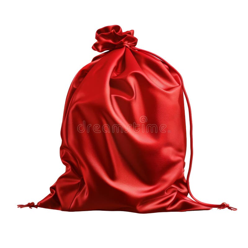 Red Satin Drawstring Bag Isolated on White Background Stock ...