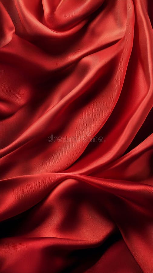 Red Satin Fabric with Smooth Folds and Texture Stock Photo - Image of ...