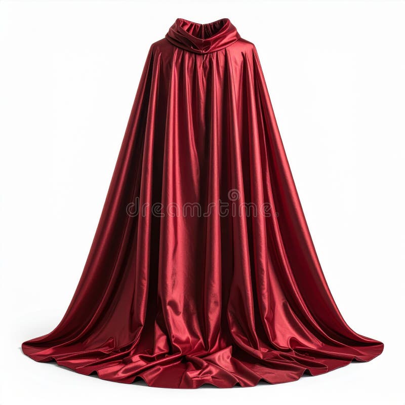 Red Satin Hooded Cape on White Background Stock Illustration ...