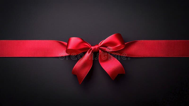 Red Satin Ribbon Bow on Black Background Stock Illustration ...